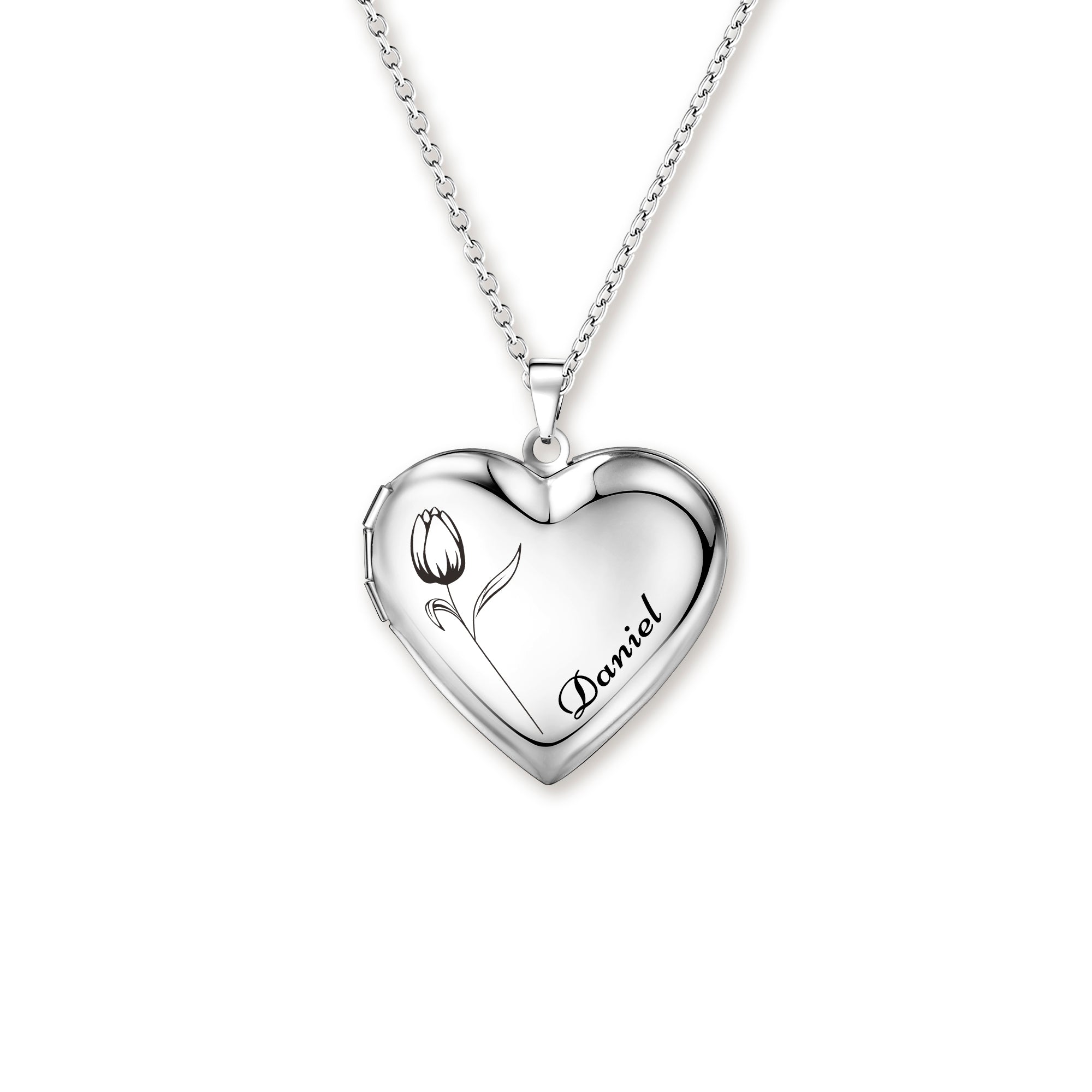 Personalized Birth Flower & Name Heart Photo Locket – Keepsake Gift ...