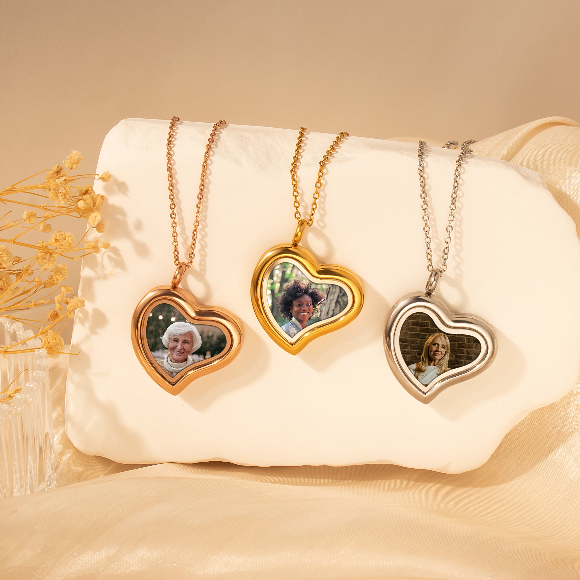 Sideways Heart Photo Locket Necklace for Memorial | Family Keepsake ...