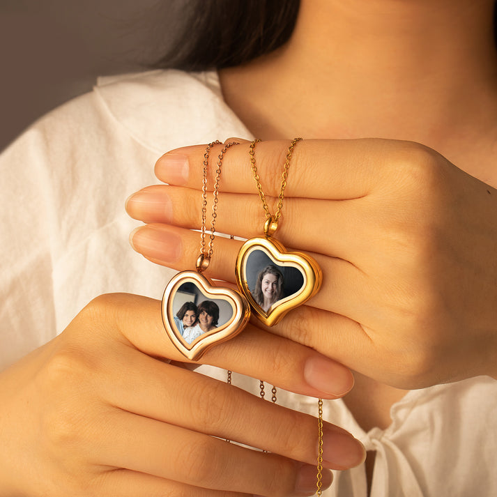 Sideways Heart Photo Locket Necklace | Gift for Family – Anavia Jewelry ...