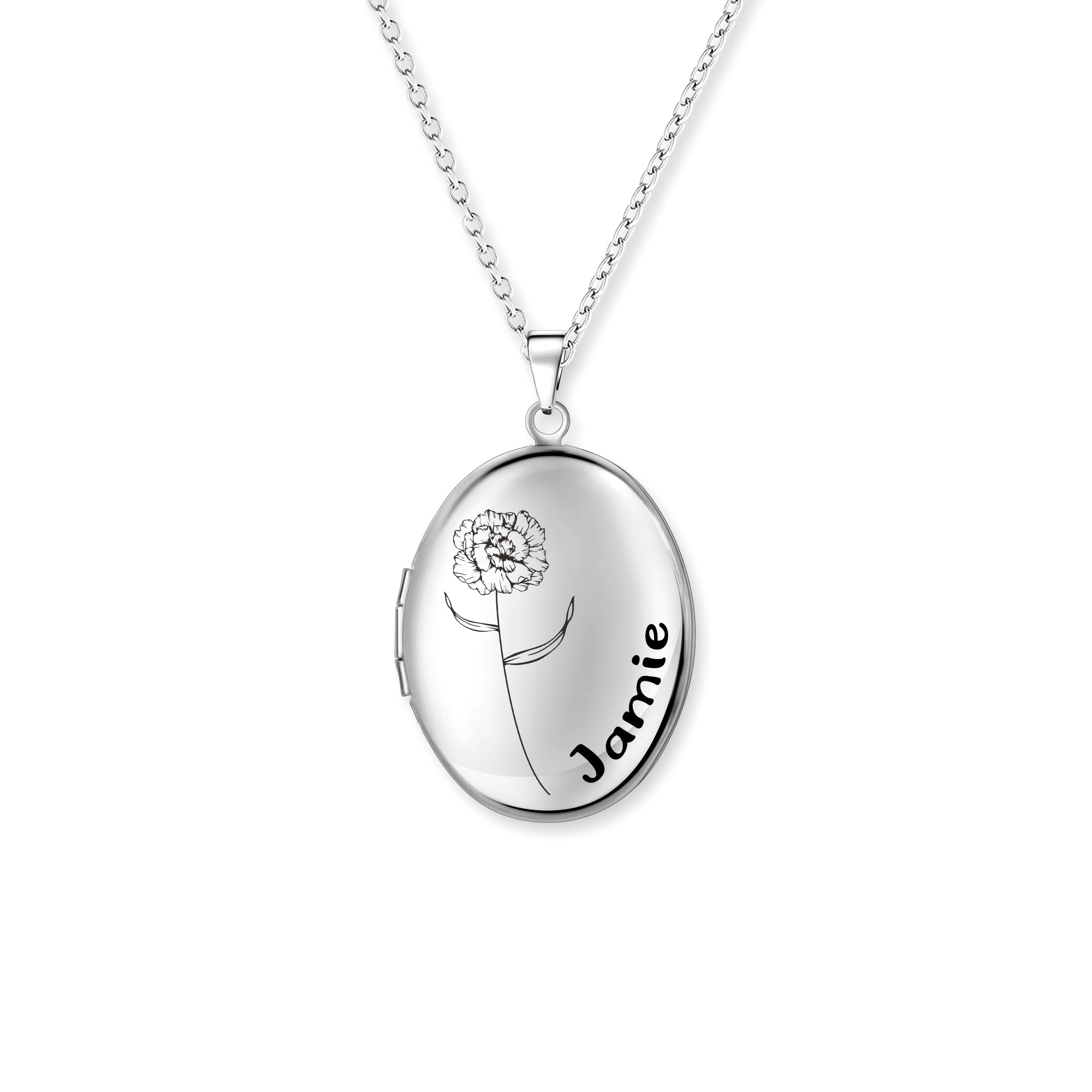 Oval Birth Flower and Name Photo Locket Necklace – Anavia Jewelry & Gift